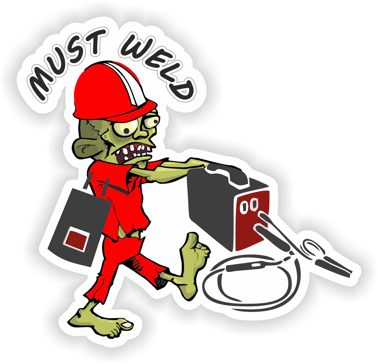Must Weld - Funny Sticker Zombie for Laptop Book Fridge Guitar ...