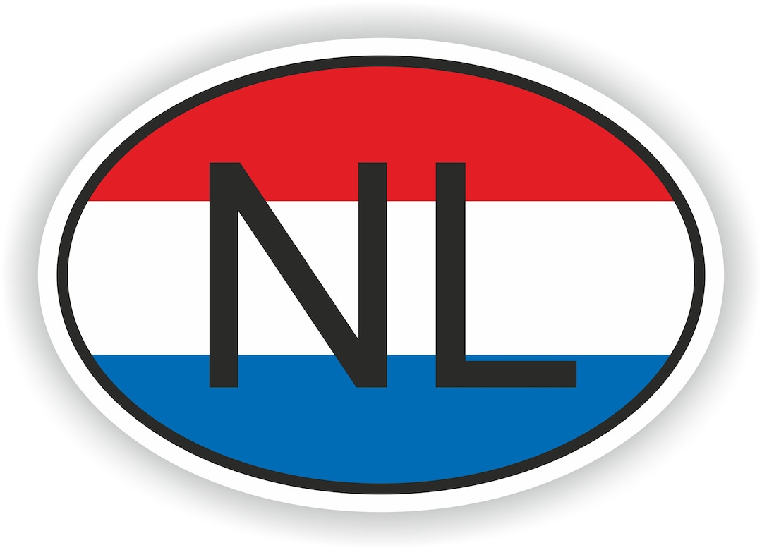 The Netherlands NL Country Code Oval Sticker With Flag for Bumper ...