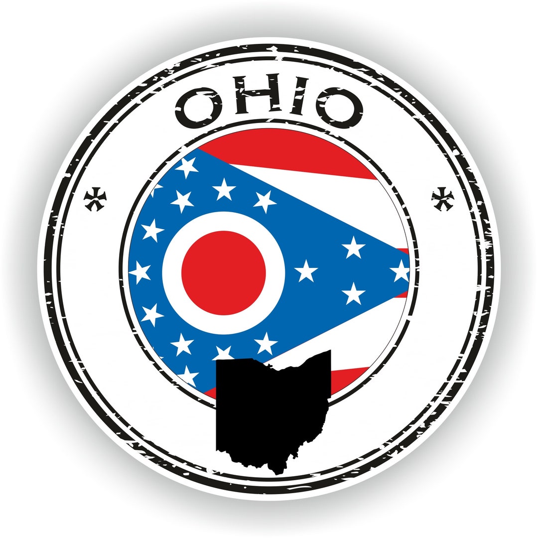 Ohio Seal Sticker Round Flag for Laptop Book Fridge Guitar Motorcycle ...