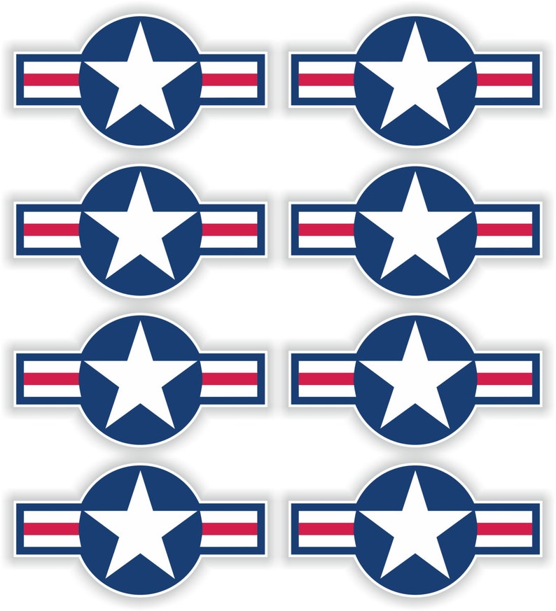8x US Airstars Blue Air Force Star Military Stickers for Laptop Book ...