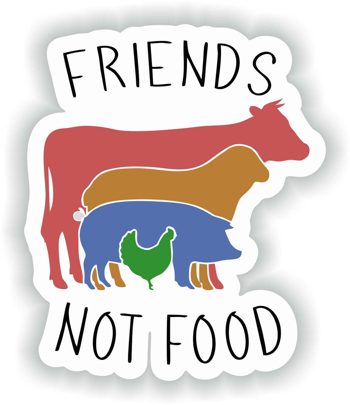 Vegan Friends Not Food Sticker for Laptop Book Fridge Guitar Motorcycle ...