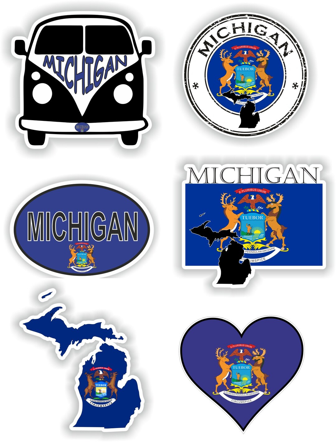 Michigan Set of Stickers for Laptop Book Water Bottle Fridge Guitar ...