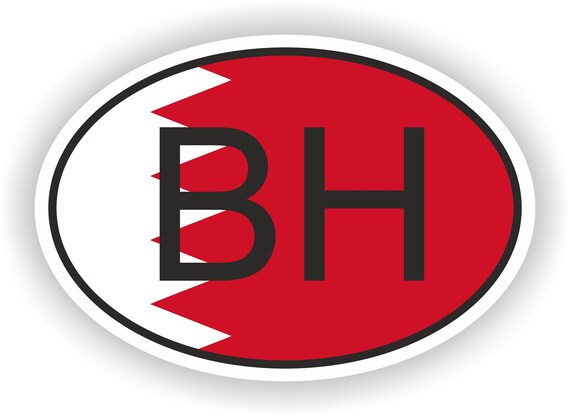 BAHRAIN Country Code Oval Sticker With Flag for Bumper Laptop - Etsy
