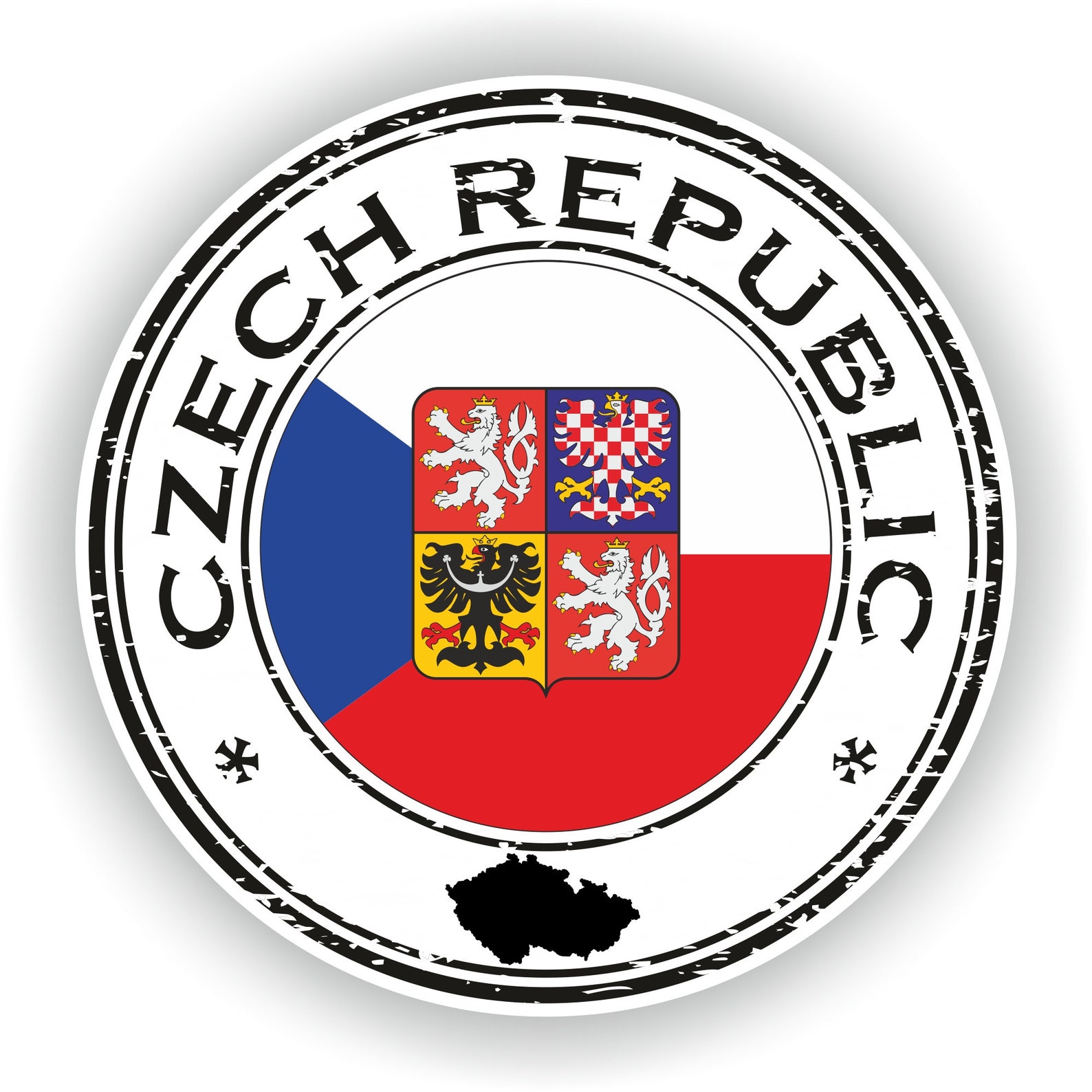 Czech Republic Seal Sticker Round Flag for Laptop Book Fridge - Etsy