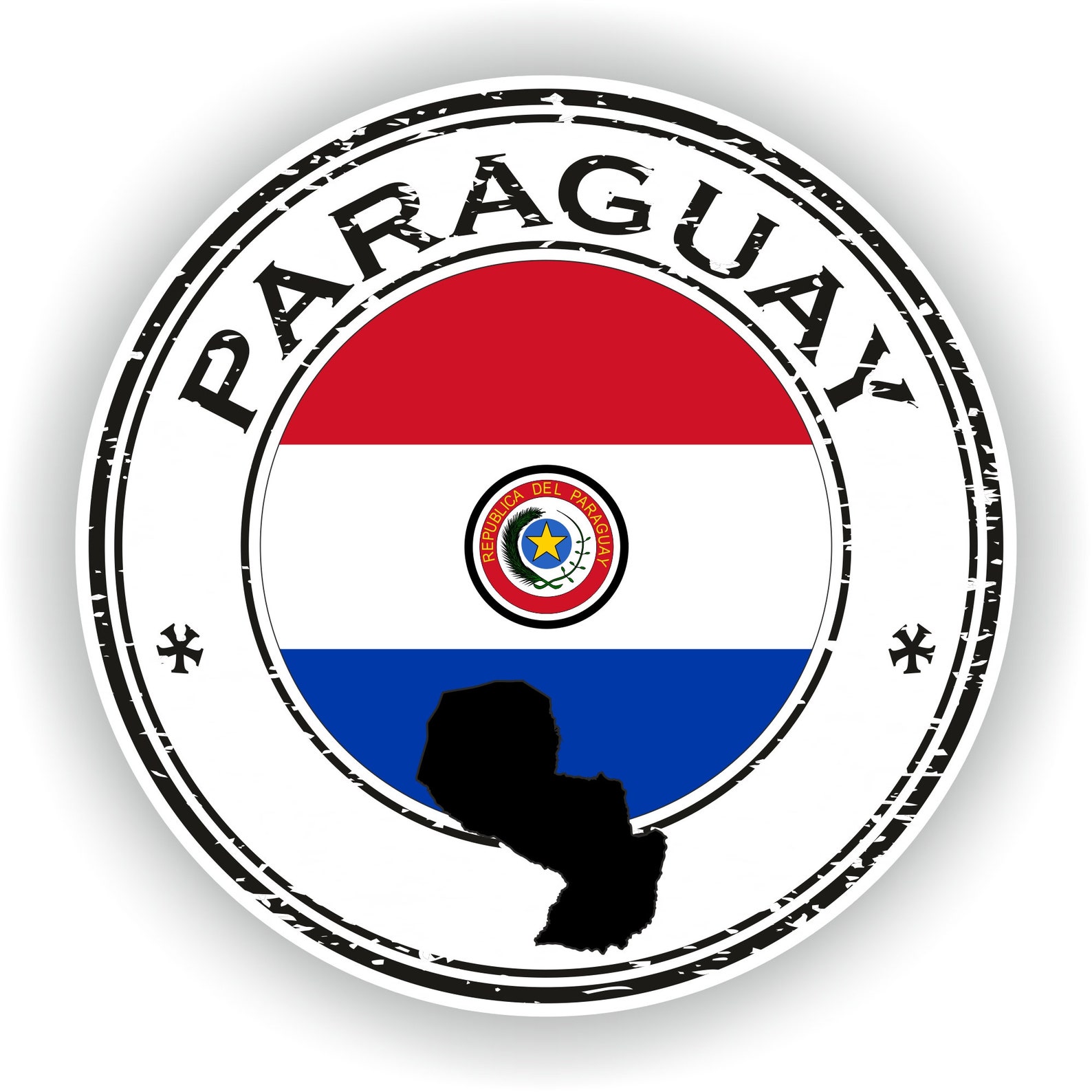 Paraguay Seal Sticker Round Flag for Laptop Book Fridge Guitar ...