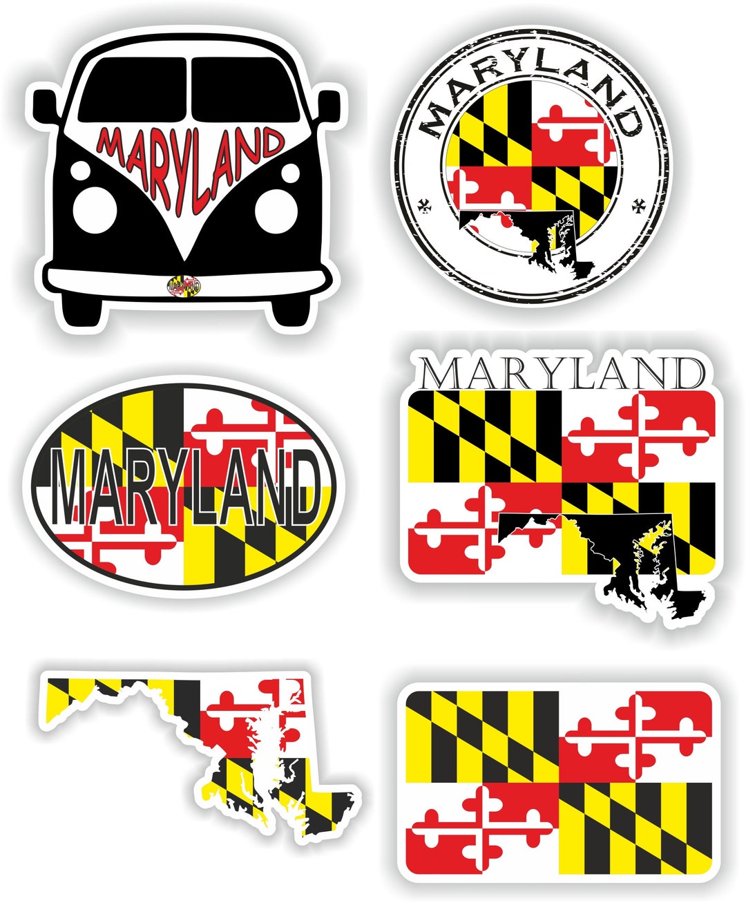 Maryland Set of Stickers for Laptop Book Water Bottle Fridge Guitar ...