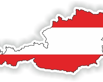 Map With Flag Austria Country Sticker - Etsy