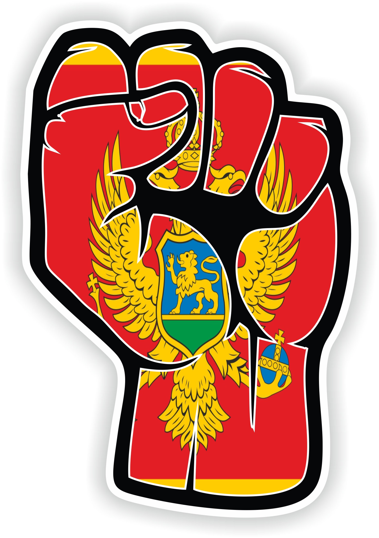 Montenegro Sticker Fist Hand for Laptop Book Fridge Guitar Motorcycle ...