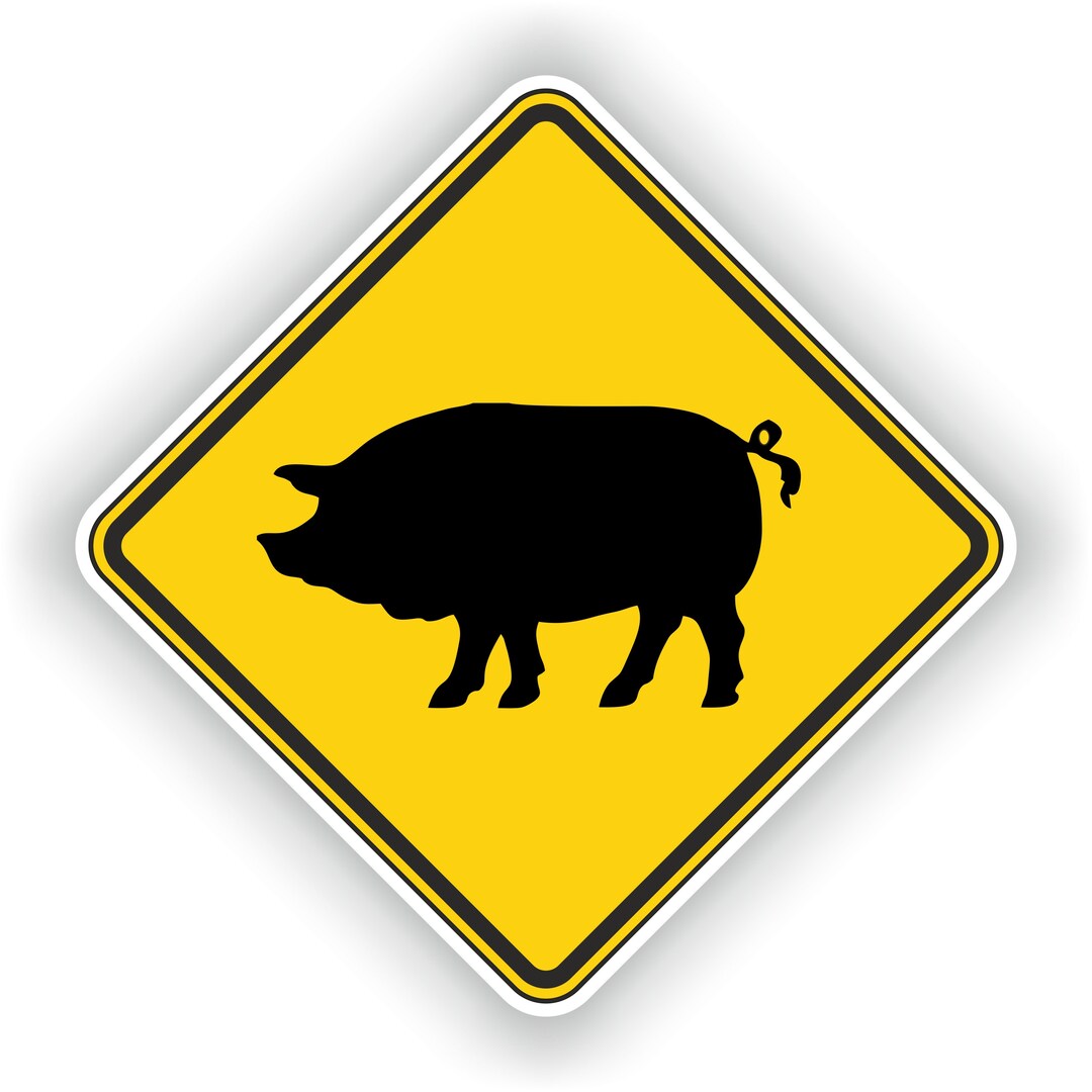 Pig Warning Sticker for Bumper Car Laptop Book Fridge Guitar Motorcycle ...