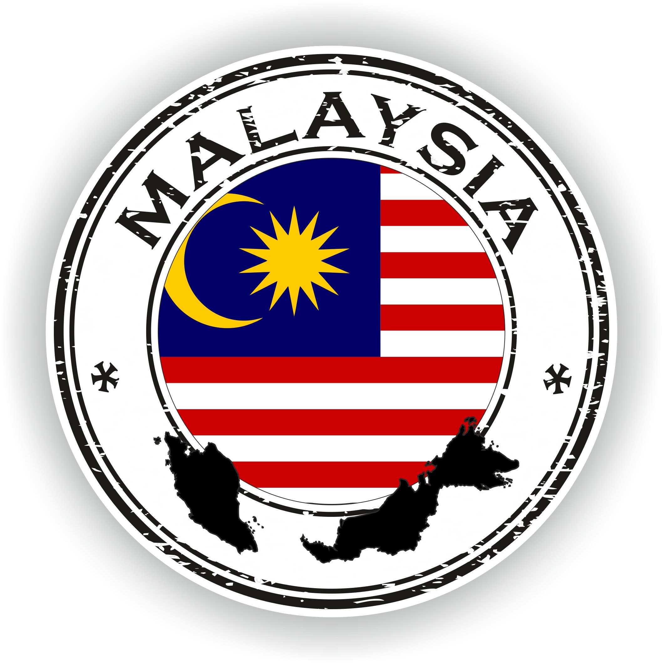 Malaysia Seal Sticker Round Flag for Laptop Book Fridge Guitar ...