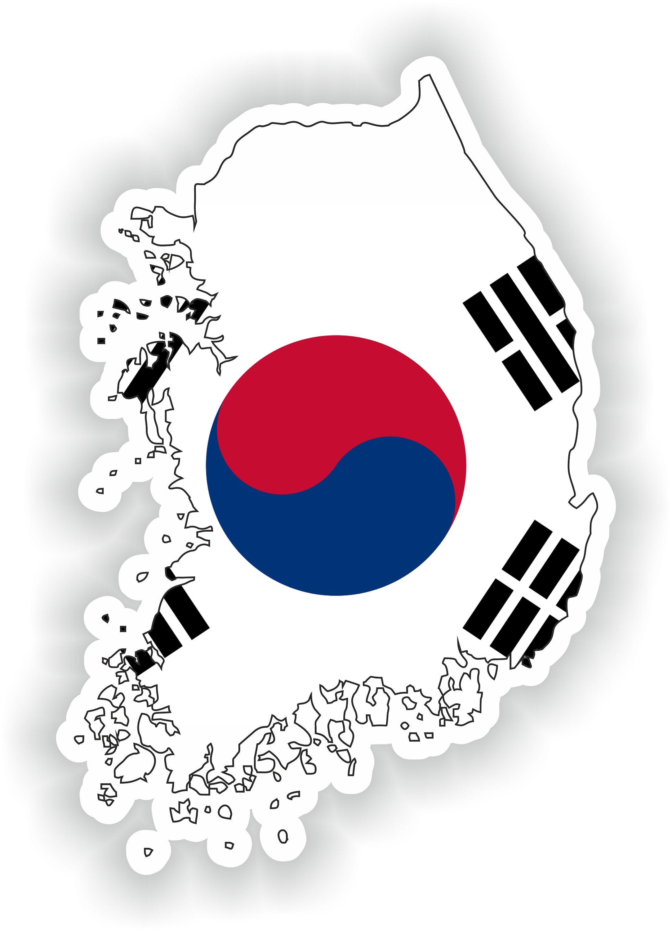 South Korea Map Flag Digital File Download Svg, Png, Eps, Jpg - Etsy