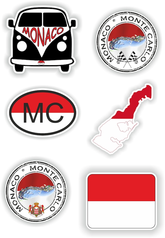 Monaco Set of Stickers for Laptop Book Water Bottle Fridge | Etsy