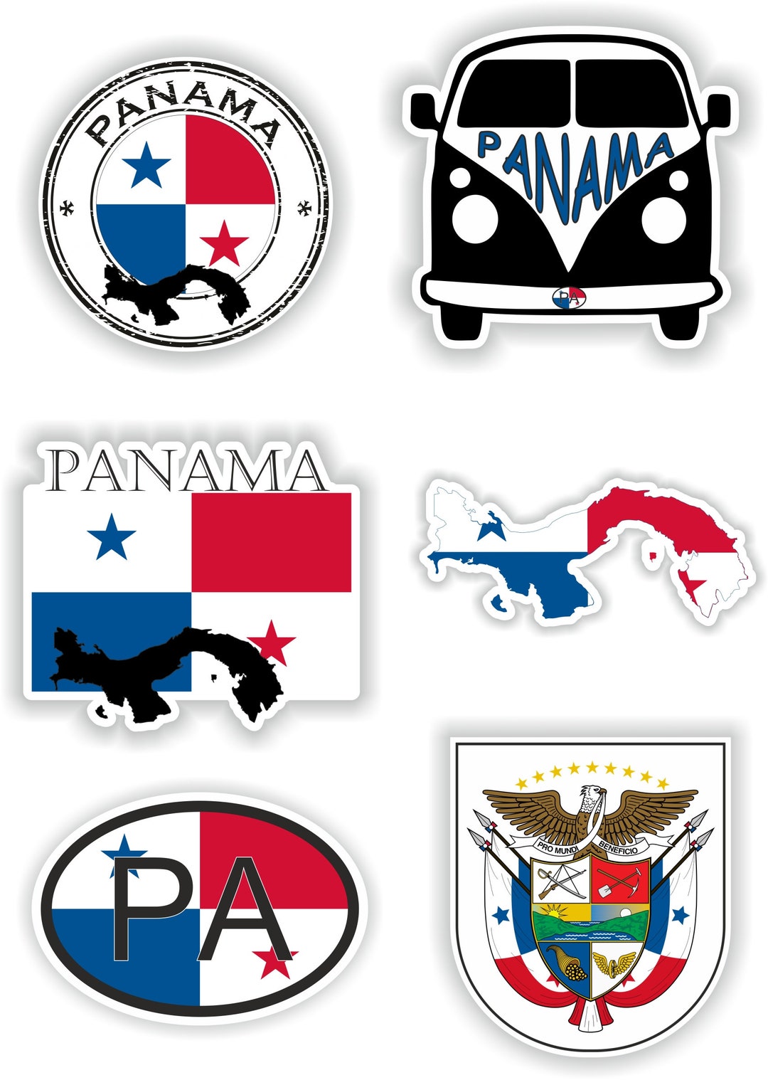 Panama Set of Stickers for Laptop Book Water Bottle Fridge Guitar ...