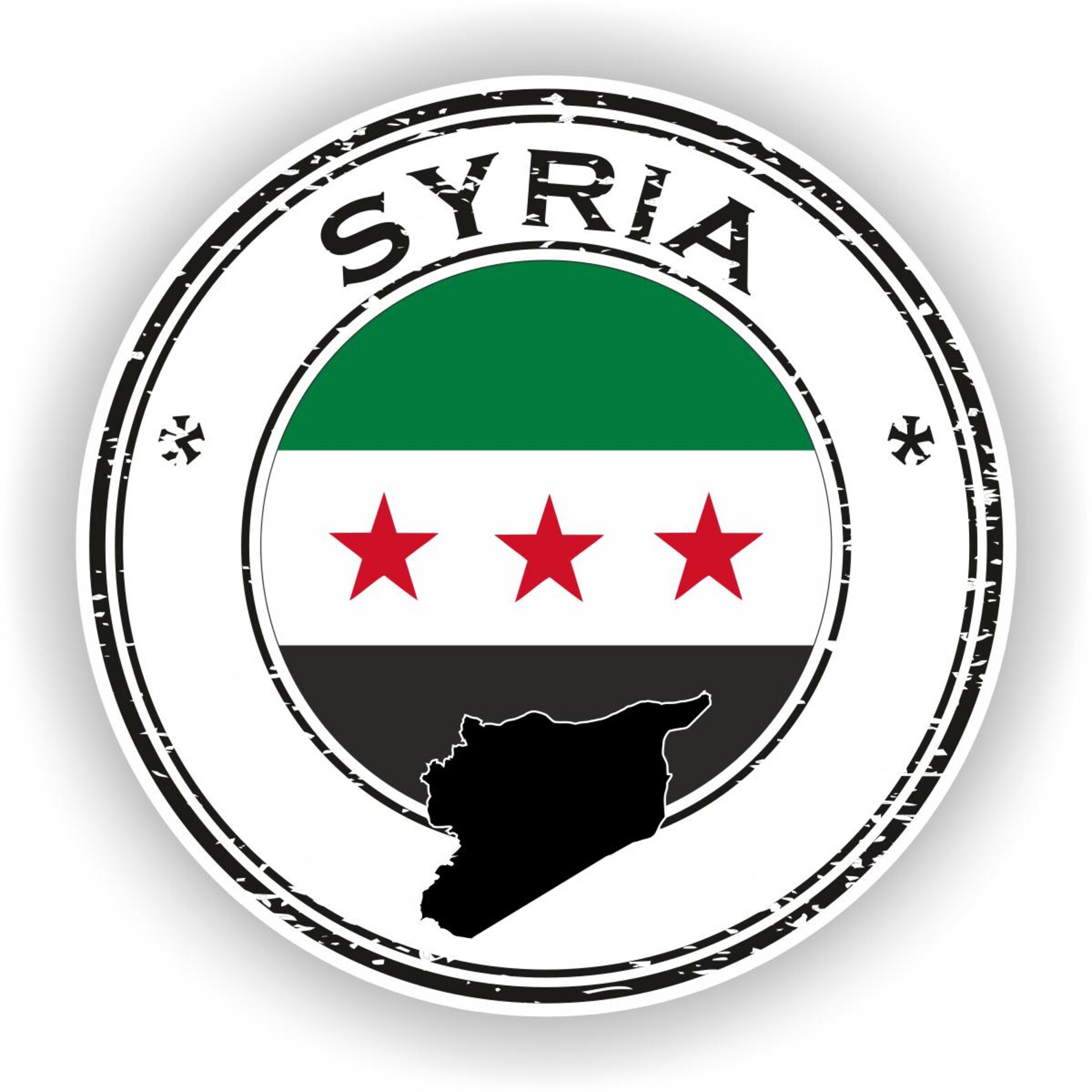 Syria Seal Sticker Round Flag for Laptop Book Fridge Guitar Motorcycle ...