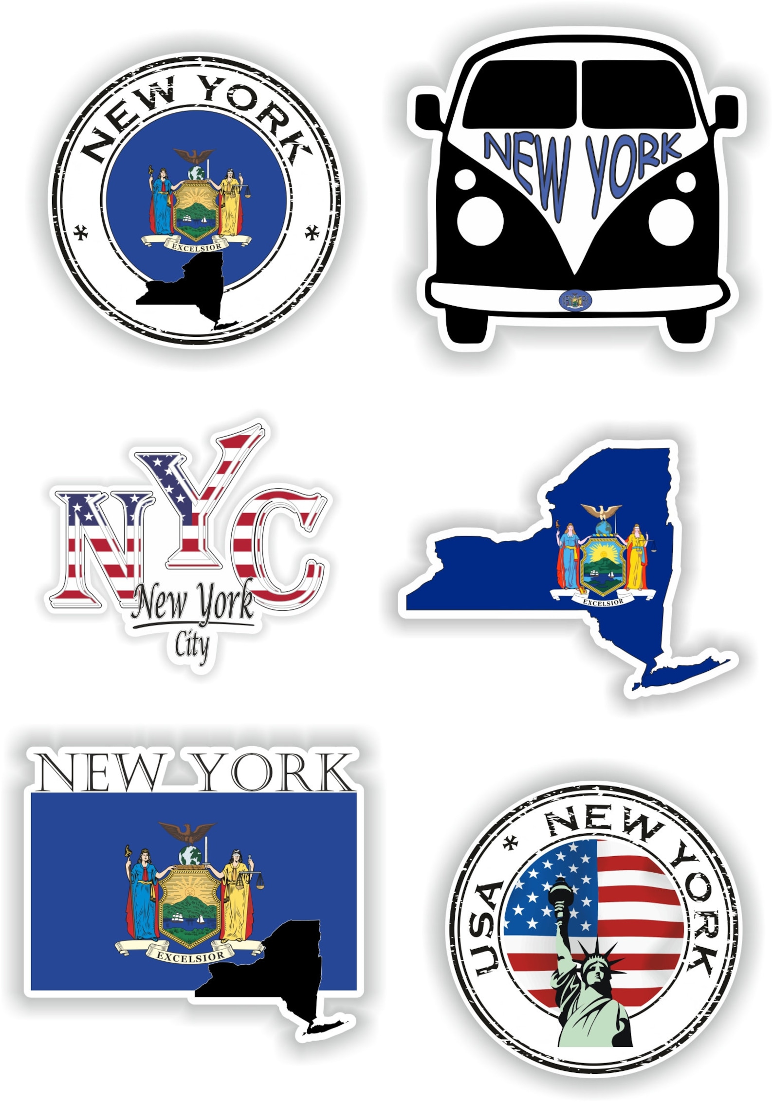 New York Set of Stickers for Laptop Book Water Bottle Fridge Guitar ...