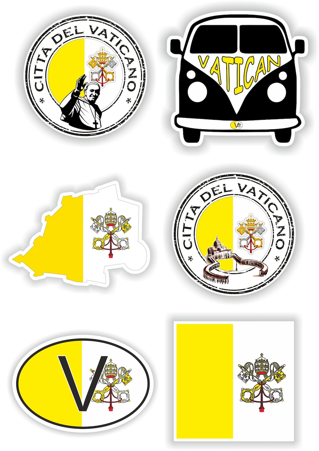 Vatican Set of Stickers for Laptop Book Water Bottle Fridge Guitar ...