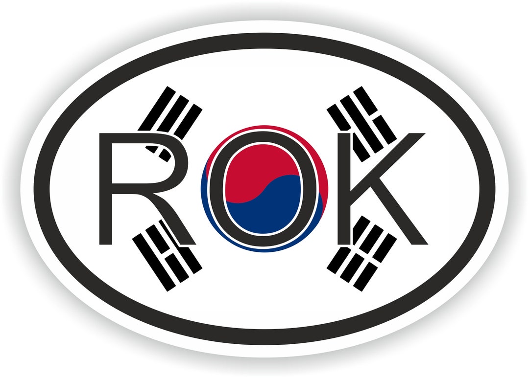 South Korea Country Code Oval Sticker With Flag for Bumper Laptop Book ...