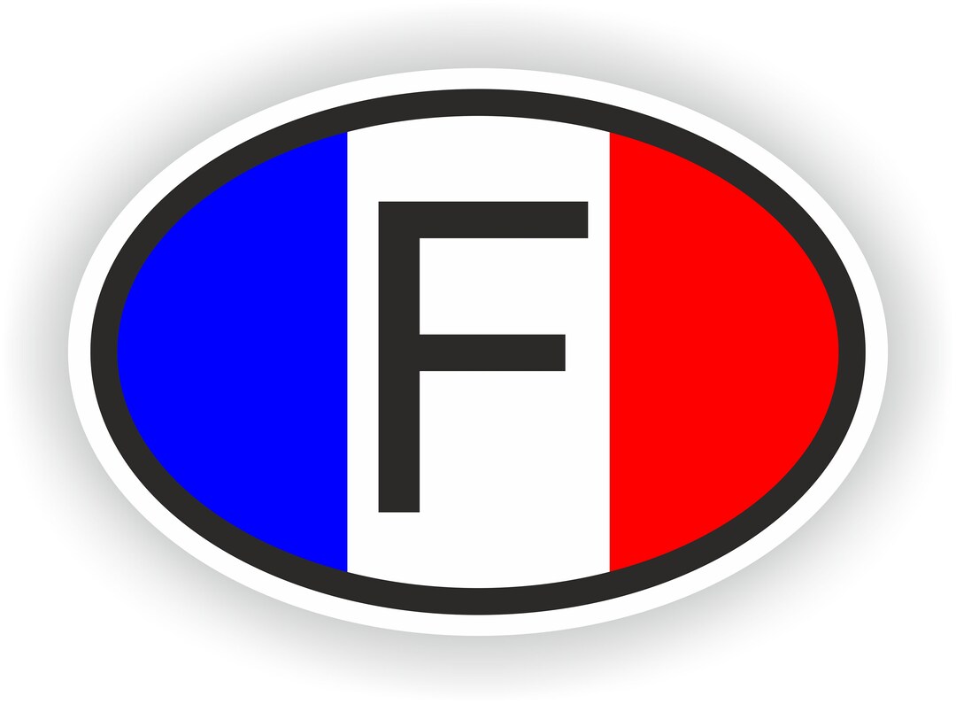 France Country Code Oval Sticker With Flag for Bumper Laptop Book ...