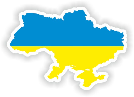 Usa Ukrainian Ukraine Map Flag Silhouette Sticker For Laptop Book