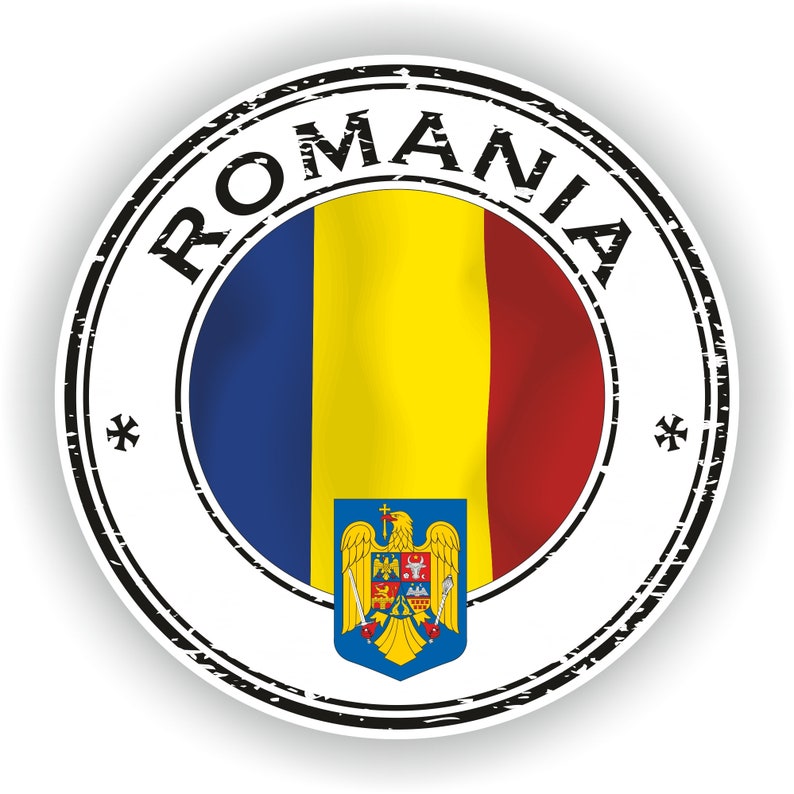 Romania Seal Sticker Round Flag for Laptop Book Fridge Guitar ...