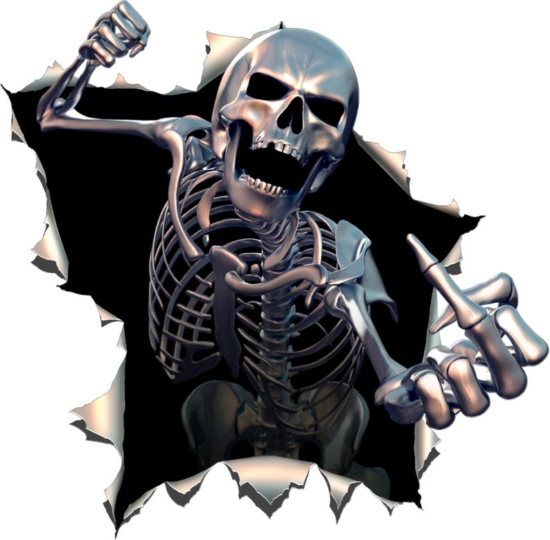 Skull Skeleton Middle Finger Giving Punch Sticker for Laptop - Etsy