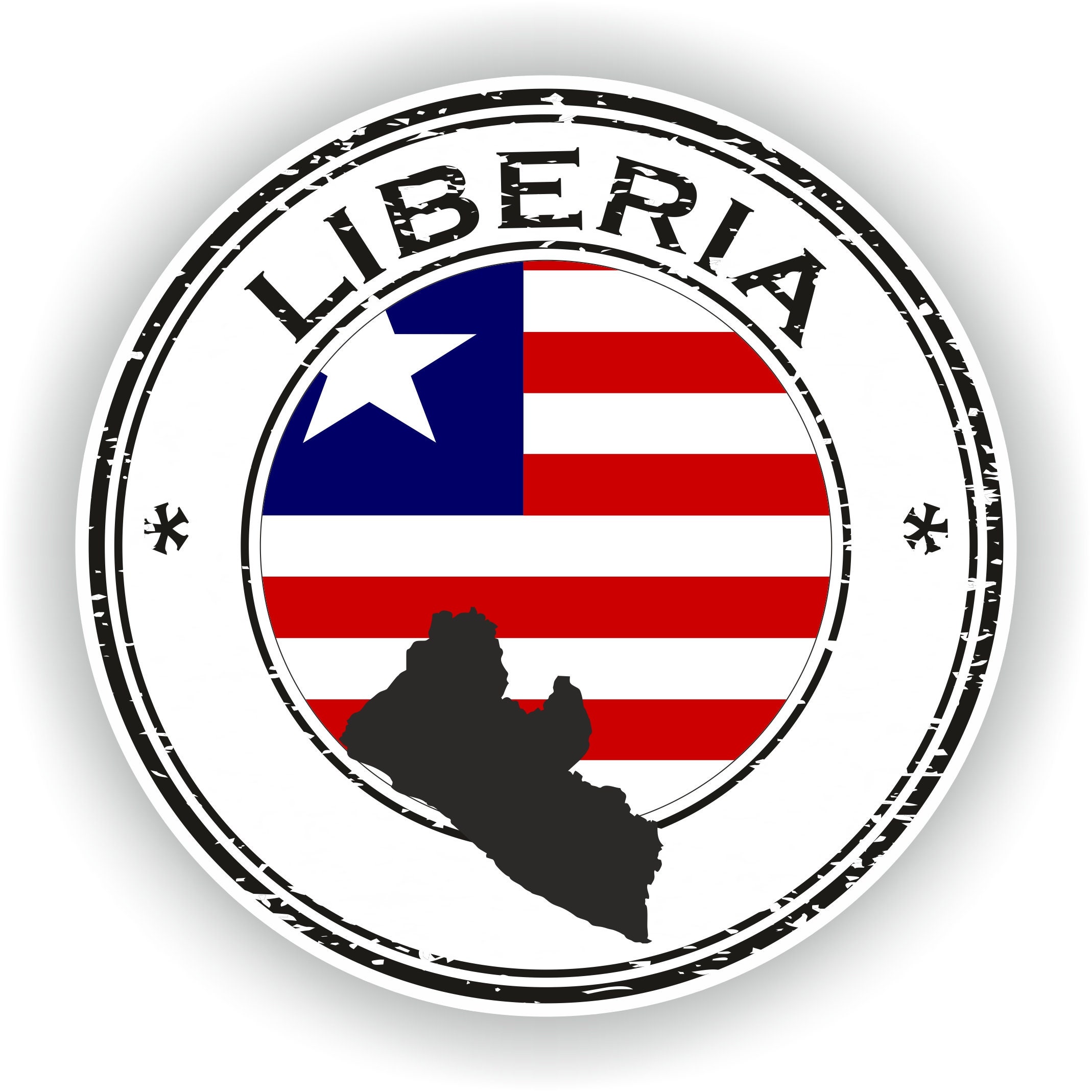 Liberia Seal Sticker Round Flag for Laptop Book Fridge Guitar ...