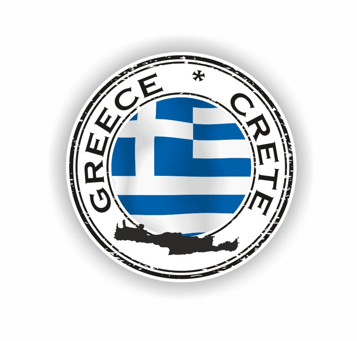 Greece Crete Island #01 Seal Sticker Round Flag for Laptop Book Fridge ...