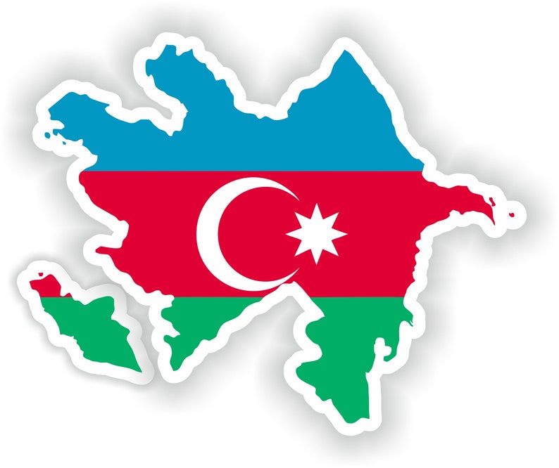 Azerbaijan Map Flag Silhouette Sticker For Laptop Book Fridge Guitar