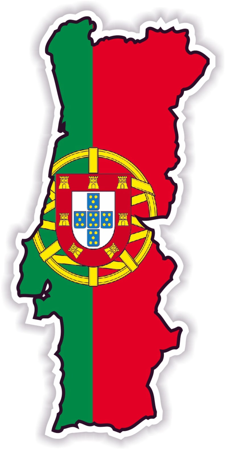 Portugal Map Flag Silhouette Sticker For Laptop Book Fridge Guitar