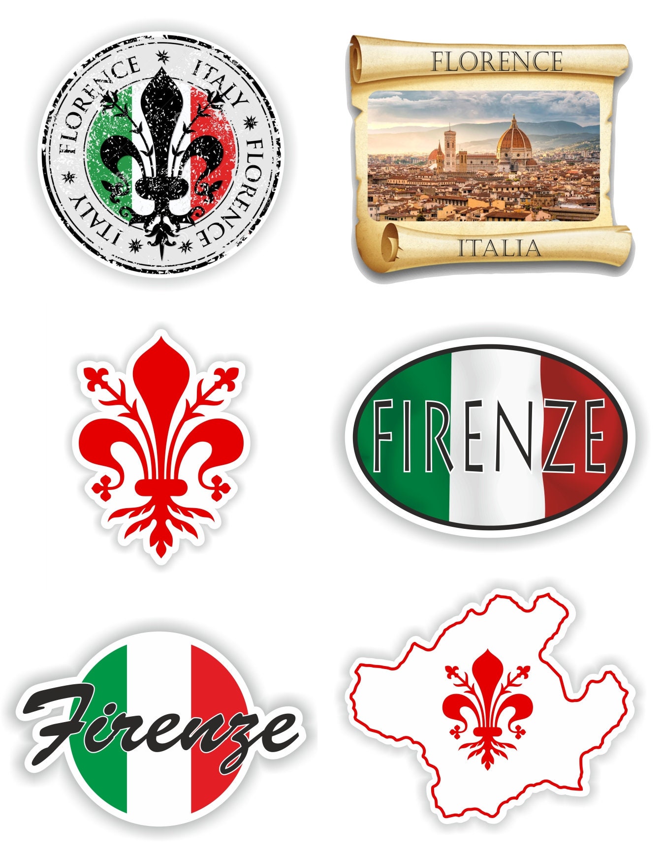 Florence Firenze Set of Stickers for Laptop Book Water Bottle Fridge ...
