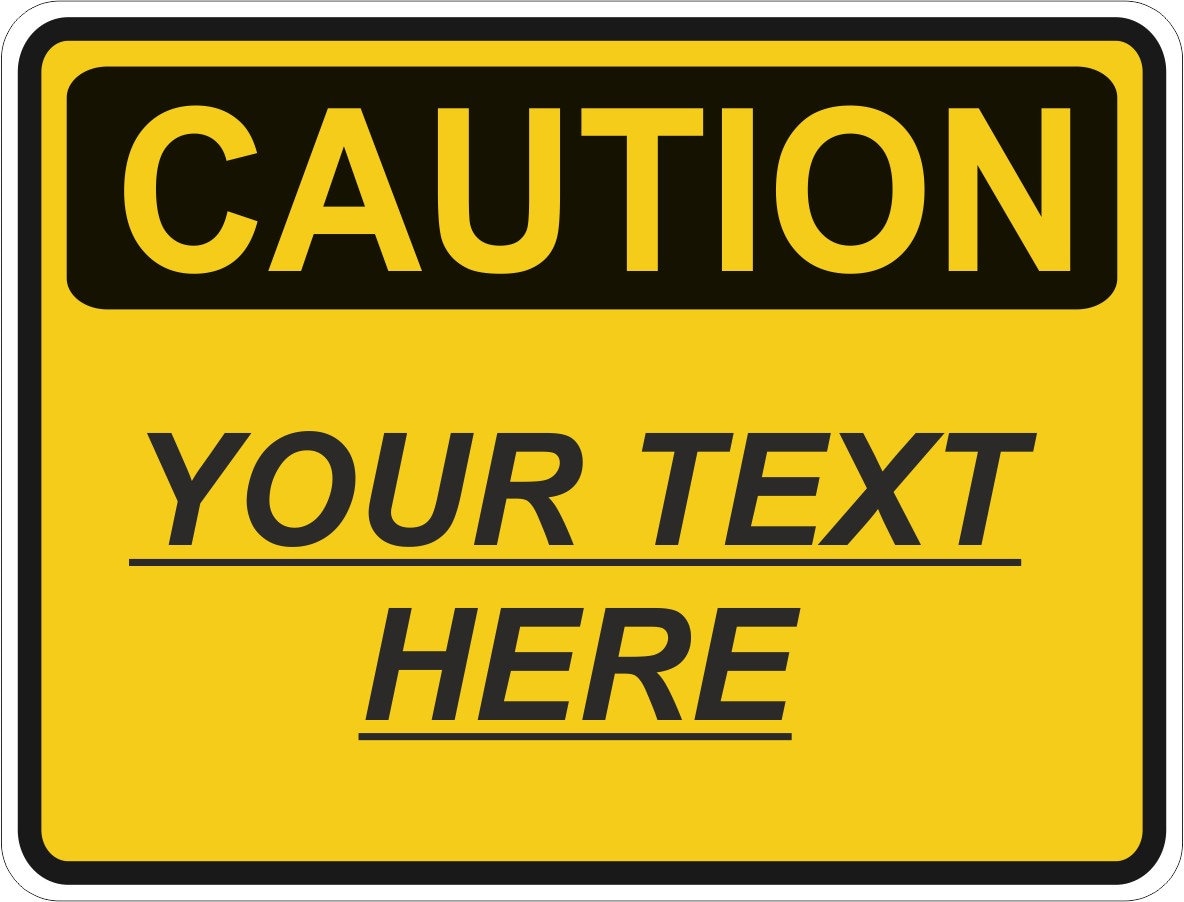 Caution Personalised Custom Name Text Warning Sticker for Laptop Book ...