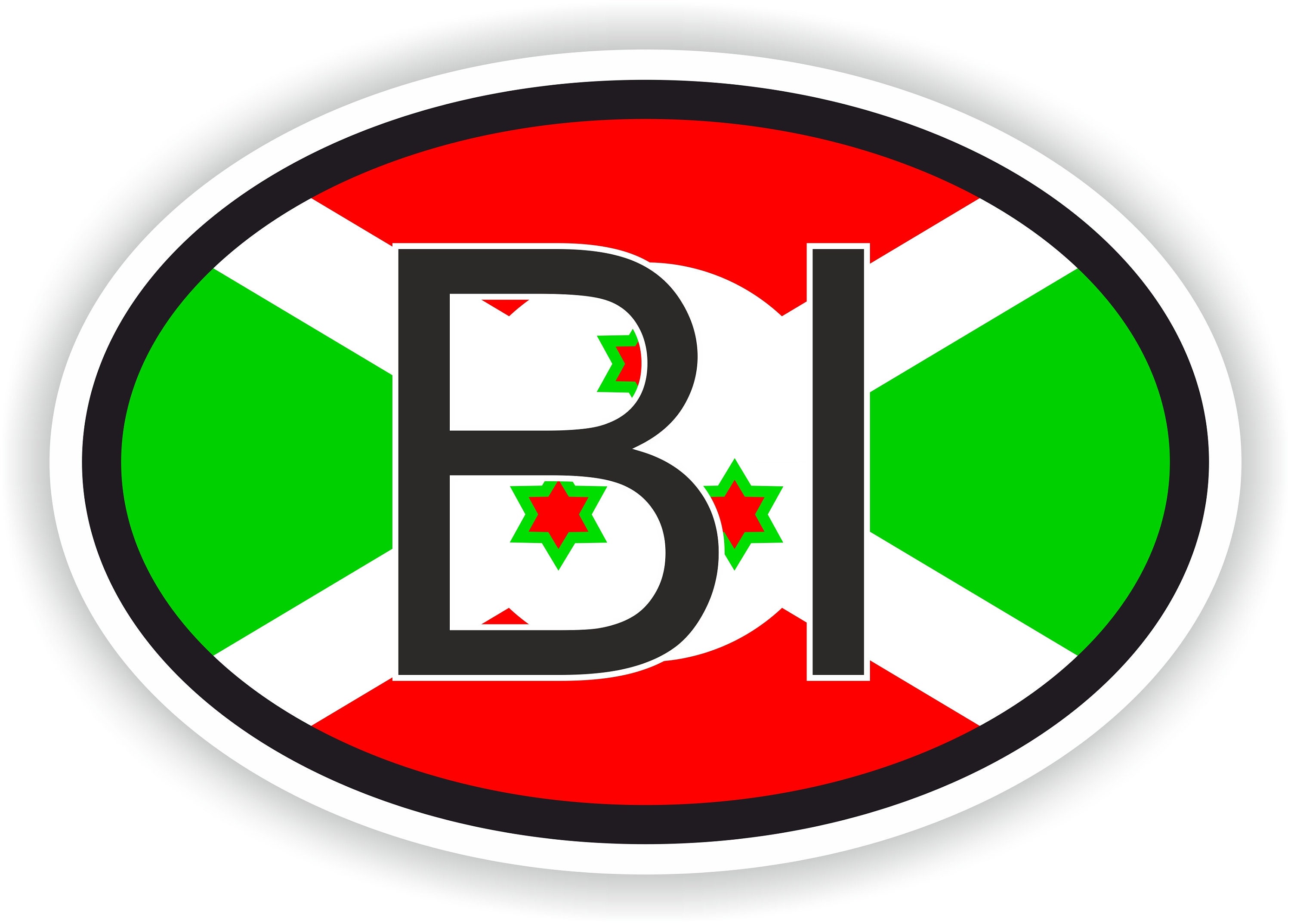 BURUNDI Country Code Oval Sticker With Flag for Bumper Laptop Book ...