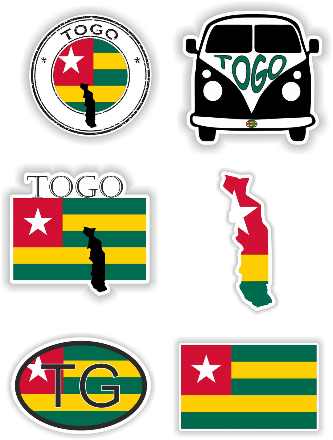 Togo Set Of Stickers For Laptop Book Water Bottle Fridge Guitar