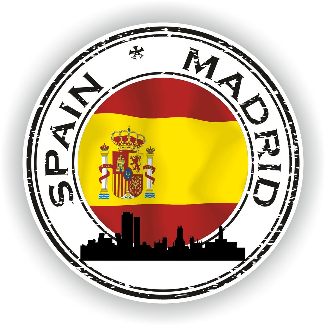 Spain Madrid Seal Sticker Round Flag for Laptop Book Fridge Guitar ...