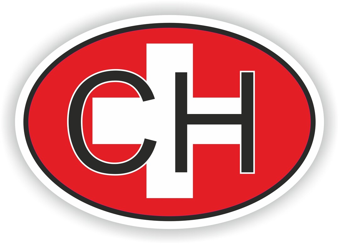 Switzerland CH Country Code Oval Sticker With Flag for Bumper Laptop ...
