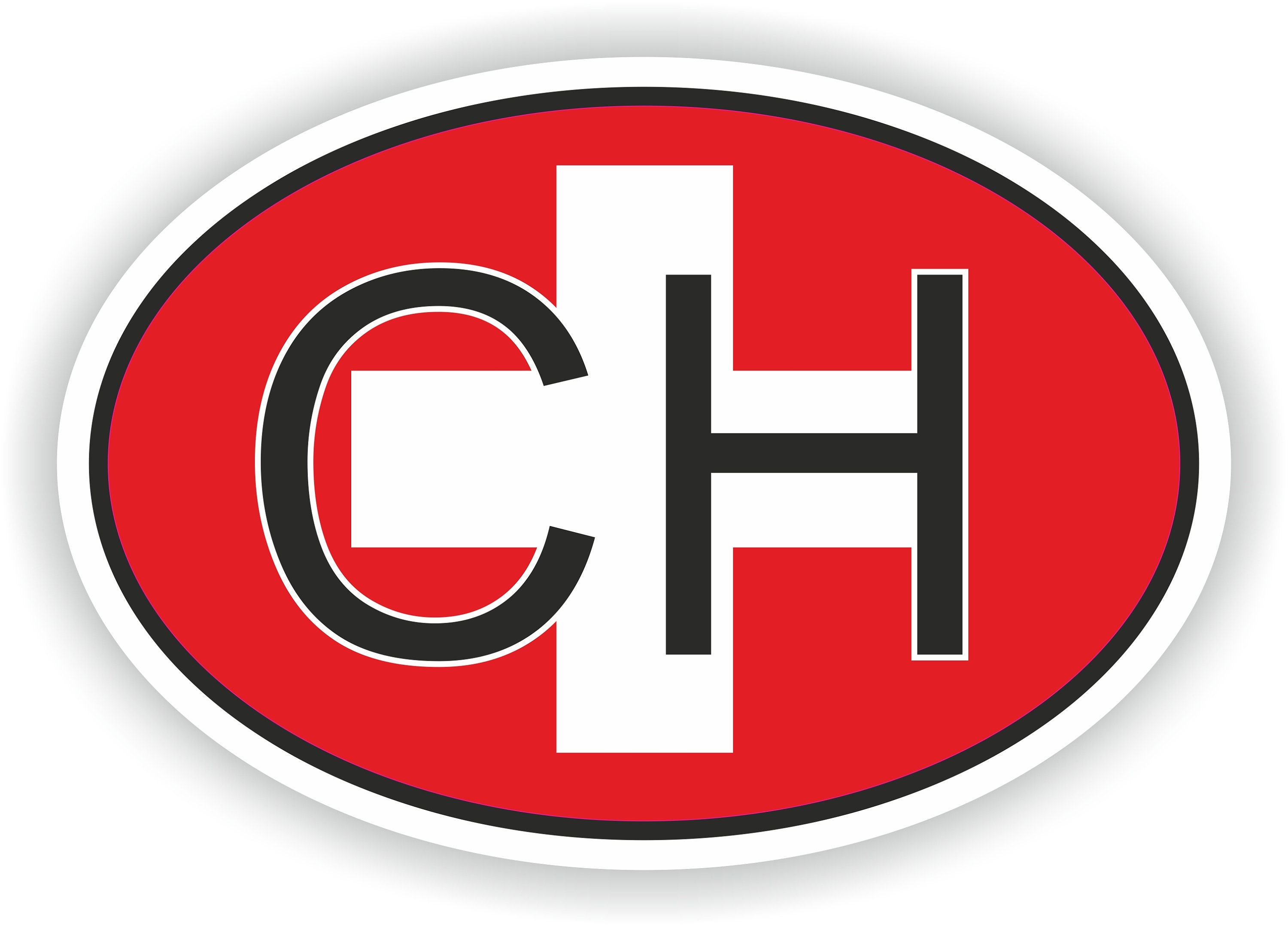 Switzerland CH Country Code Oval Sticker With Flag for Bumper Laptop ...