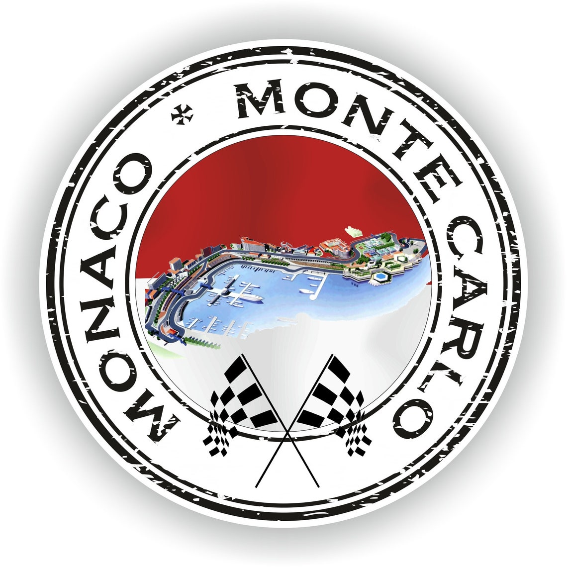 Monaco Monte Carlo 02 Seal Sticker Round Flag for Laptop Book Fridge ...