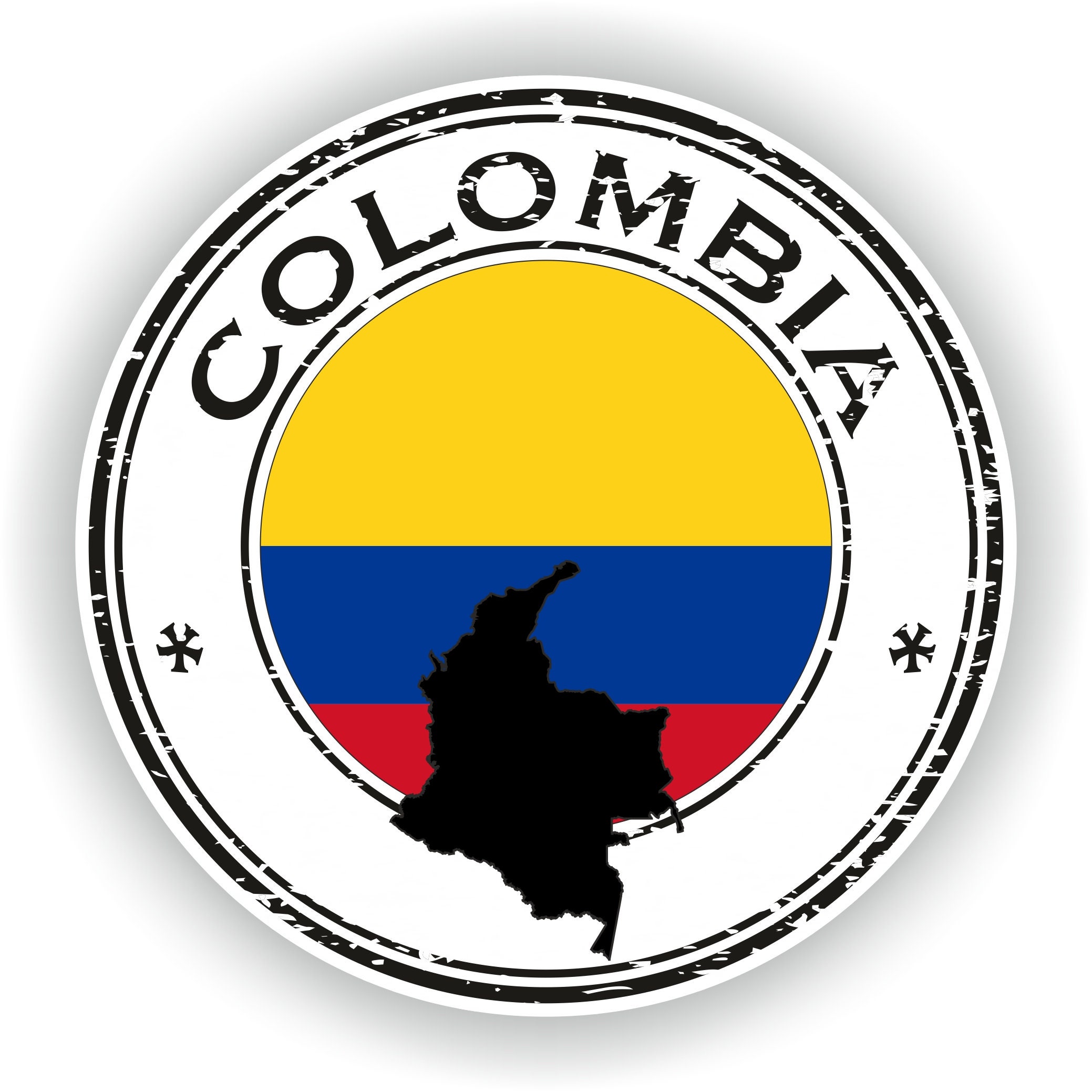 Pegatina de sello de Colombia, bandera redonda para portátil, libro ...