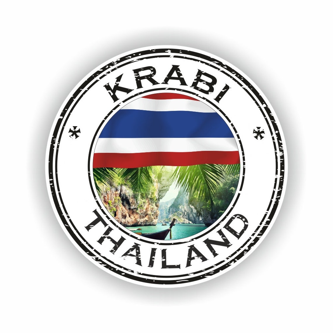 Thailand Krabi Seal Sticker Round Flag for Laptop Book Fridge Guitar ...