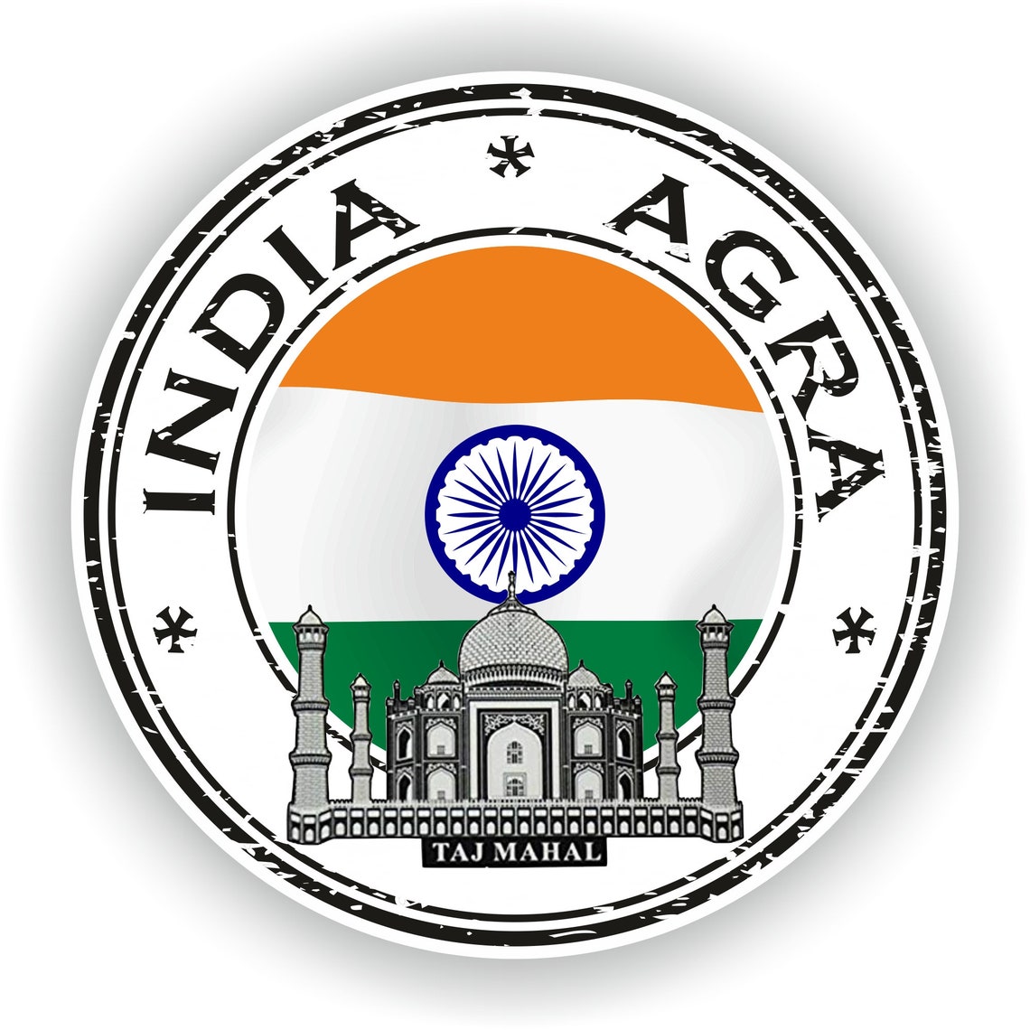 India Agra Seal Sticker Round Flag for Laptop Book Fridge Guitar ...