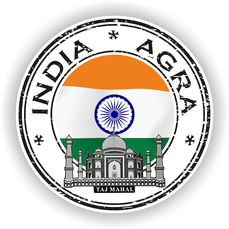 India Agra Seal Sticker Round Flag for Laptop Book Fridge Guitar ...