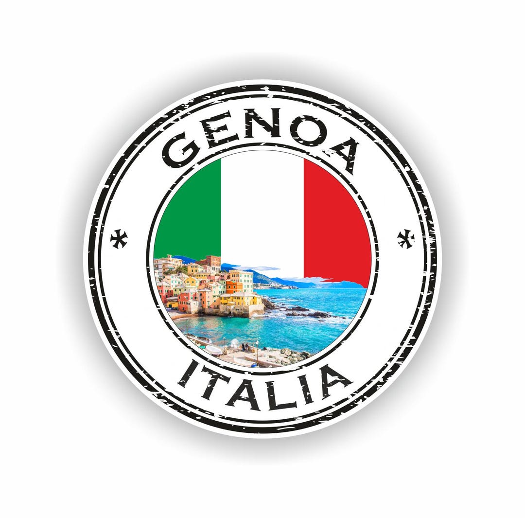 Genoa Italia Italy Flag Seal Sticker Round Flag for Laptop Book Fridge ...
