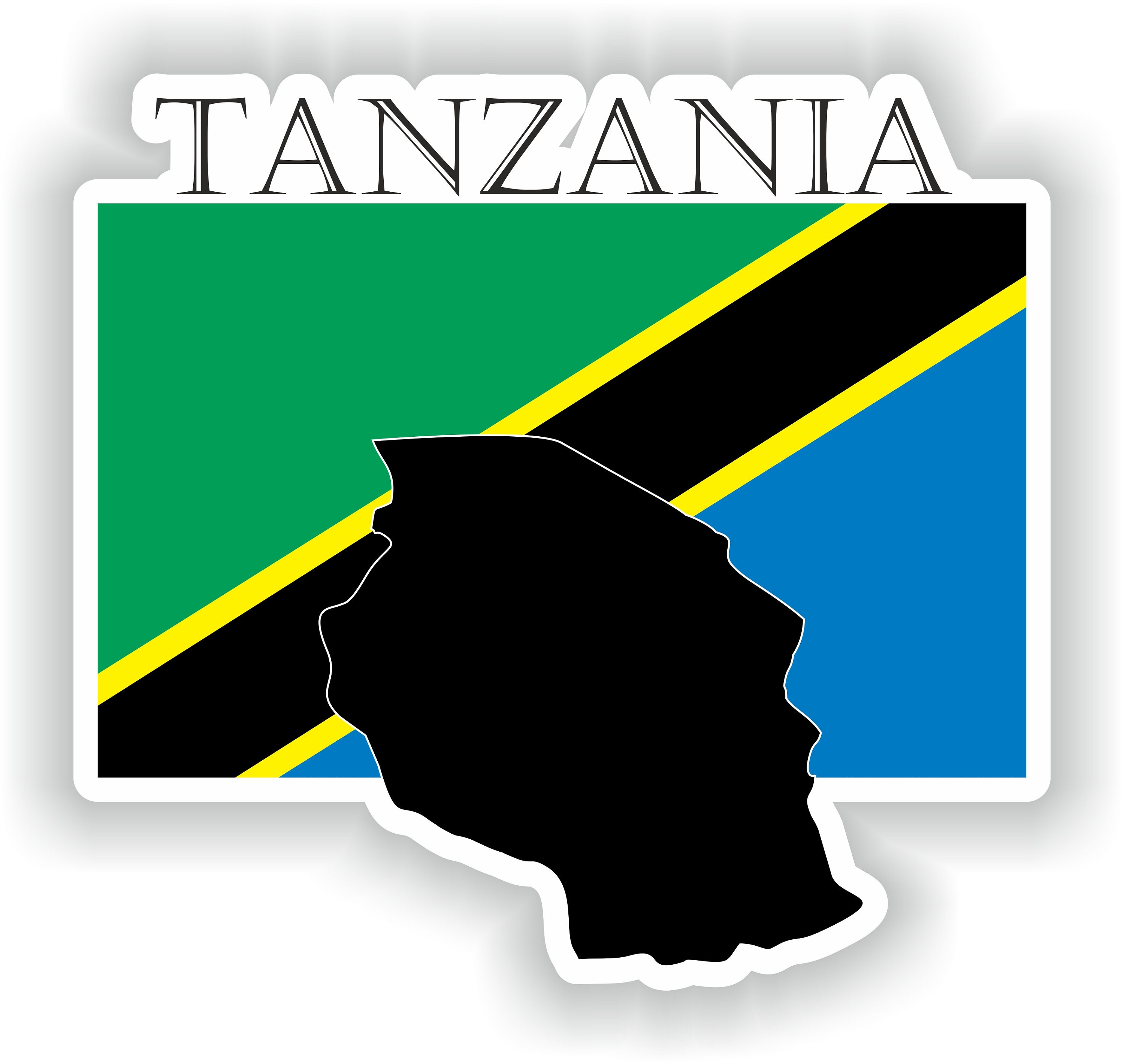 Tanzania Sticker Flag MF for Laptop Book Fridge Guitar Motorcycle ...