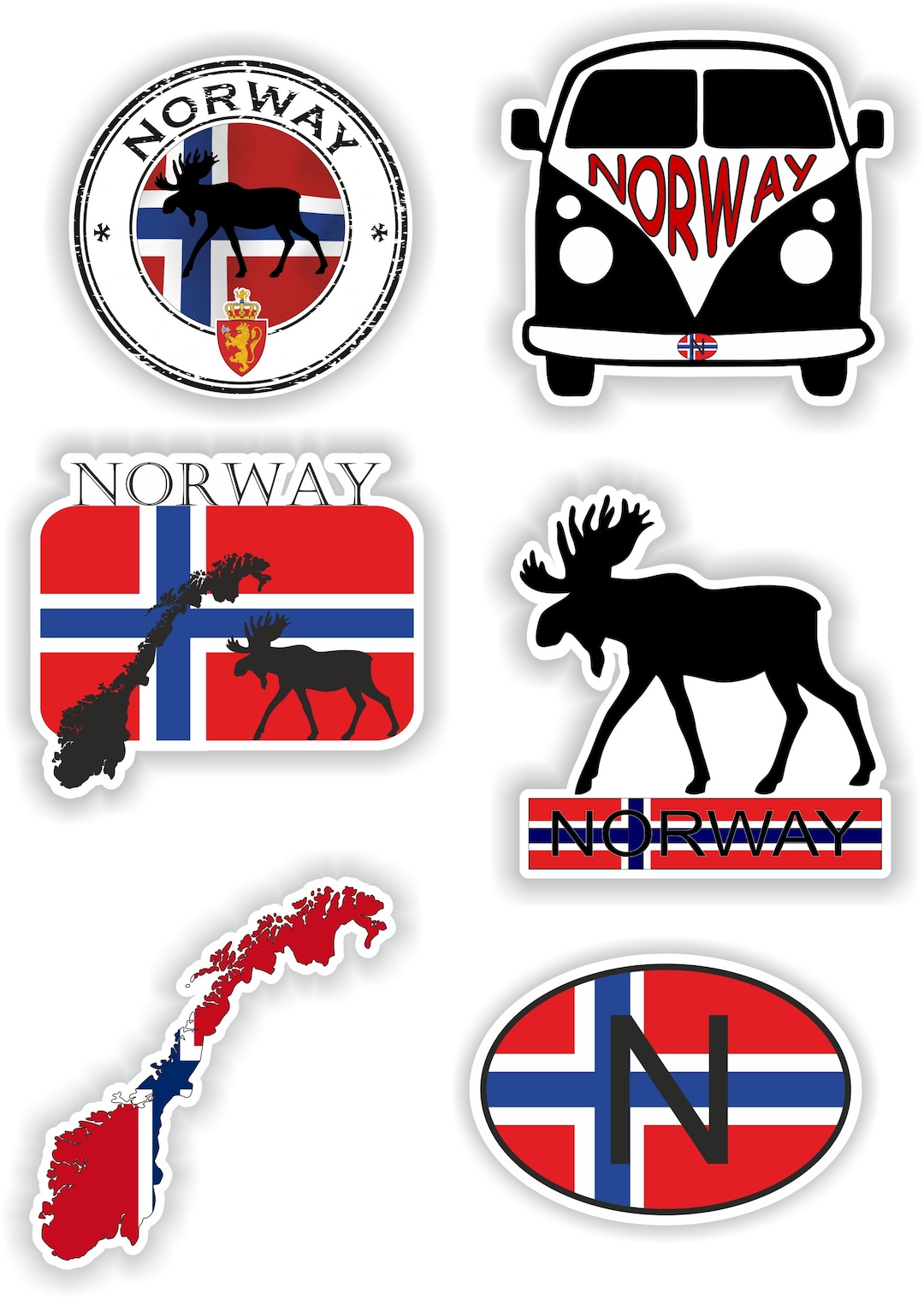 Norway Set of Stickers for Laptop Book Water Bottle Fridge Guitar ...