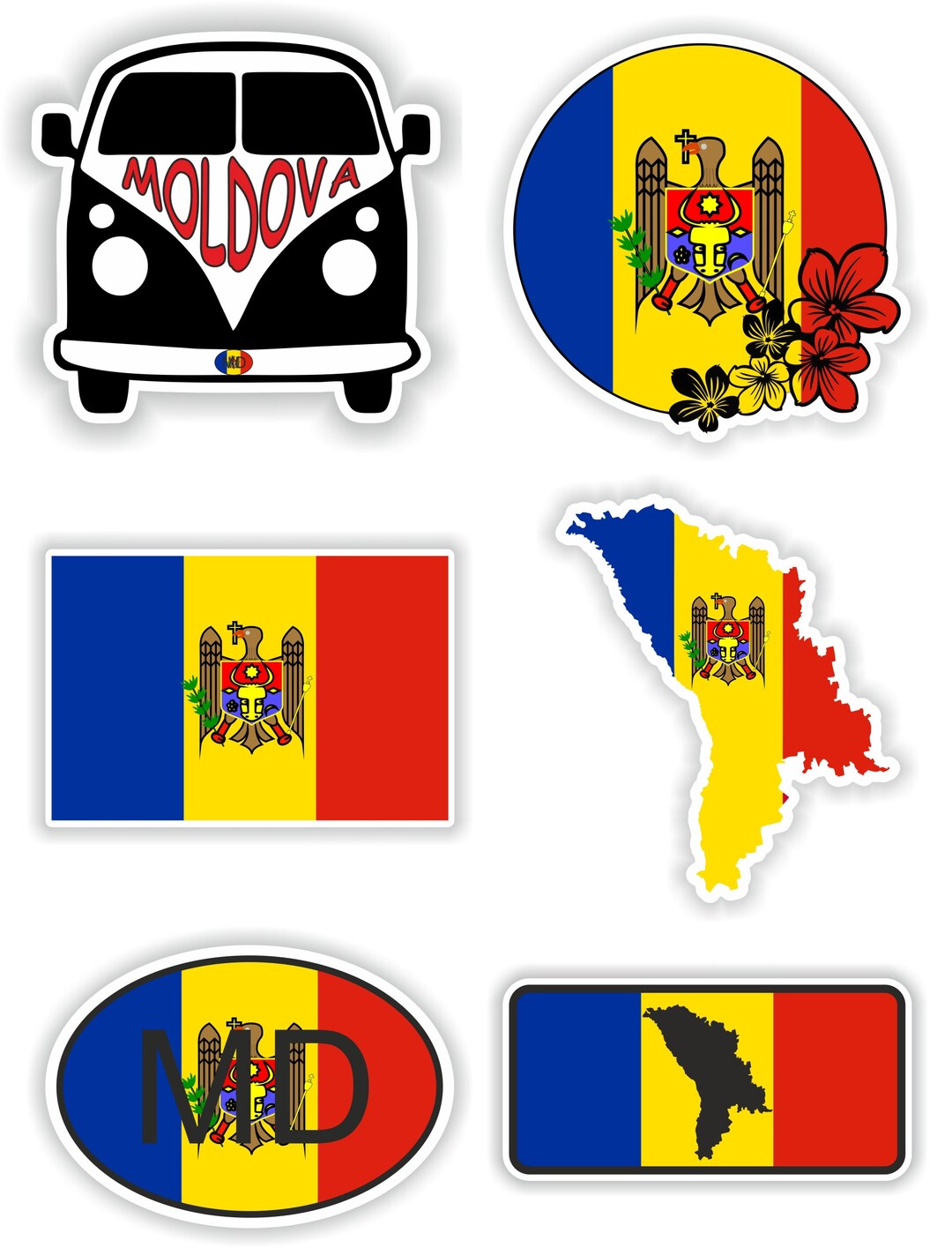 Moldova Set of Stickers for Laptop Book Water Bottle Fridge Guitar ...