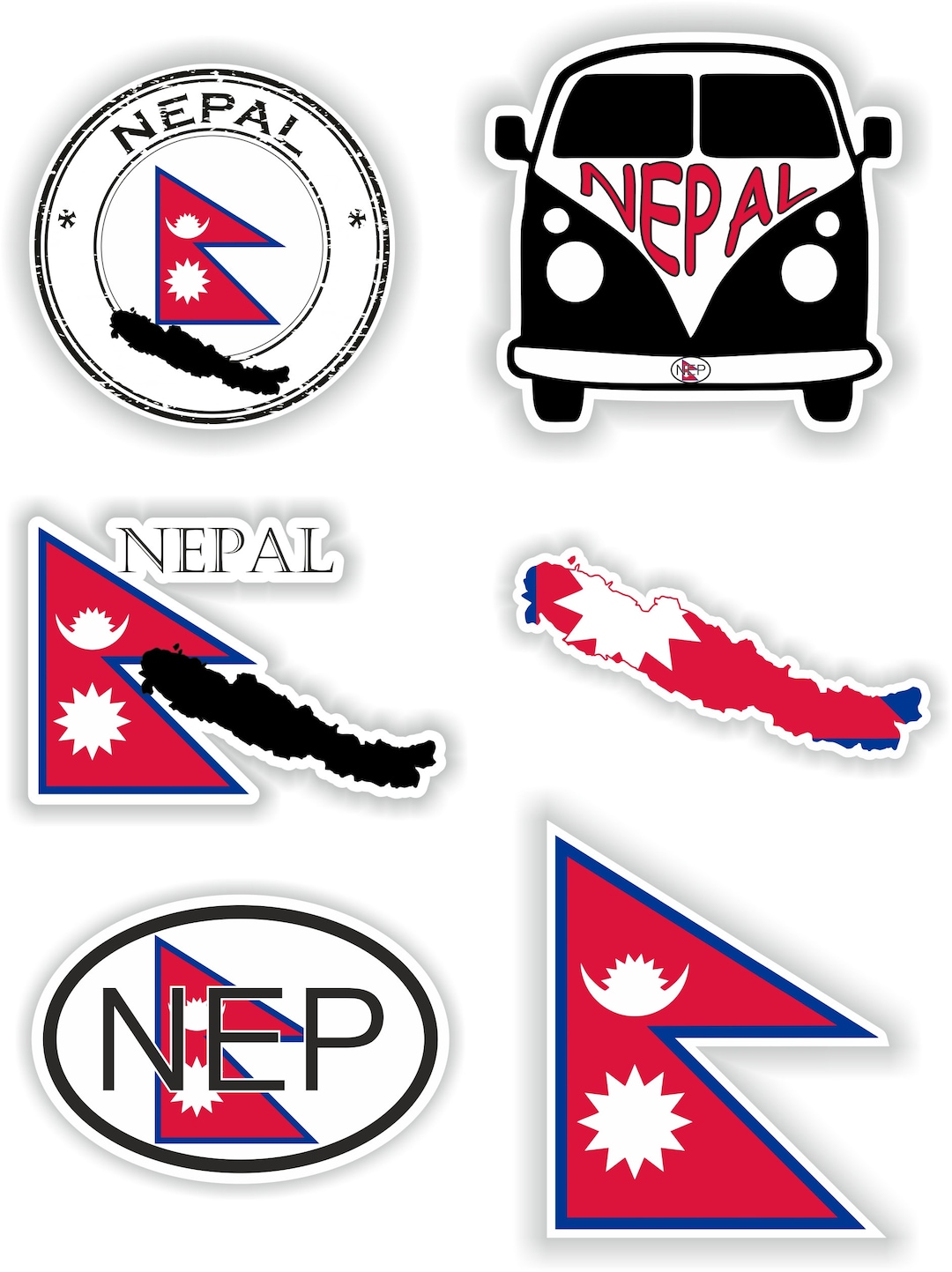 Nepal Set of Stickers for Laptop Book Water Bottle Fridge Guitar ...