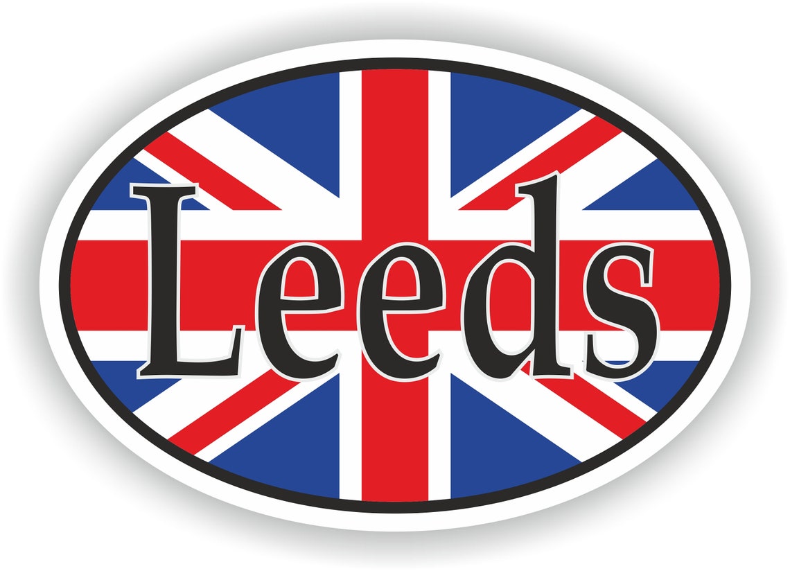 Leeds United Kingdom UK City Country Code Oval Sticker With Flag for ...