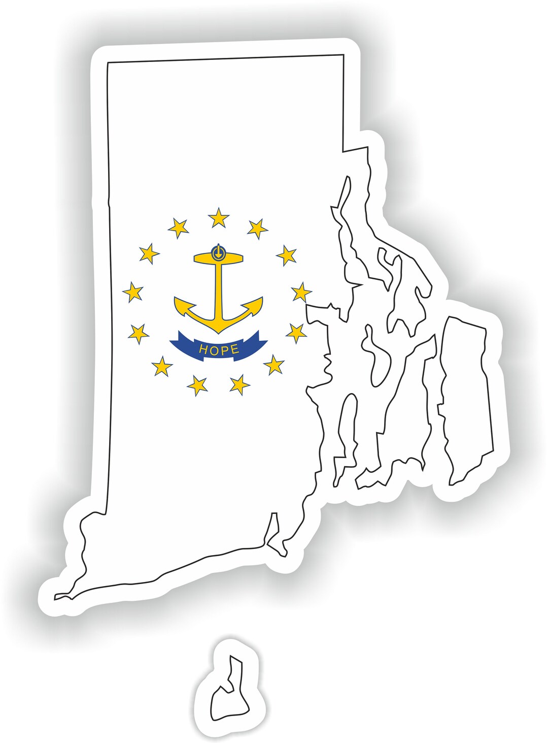 Rhode Island Map Sticker Flag for Laptop Book Fridge Guitar Motorcycle ...
