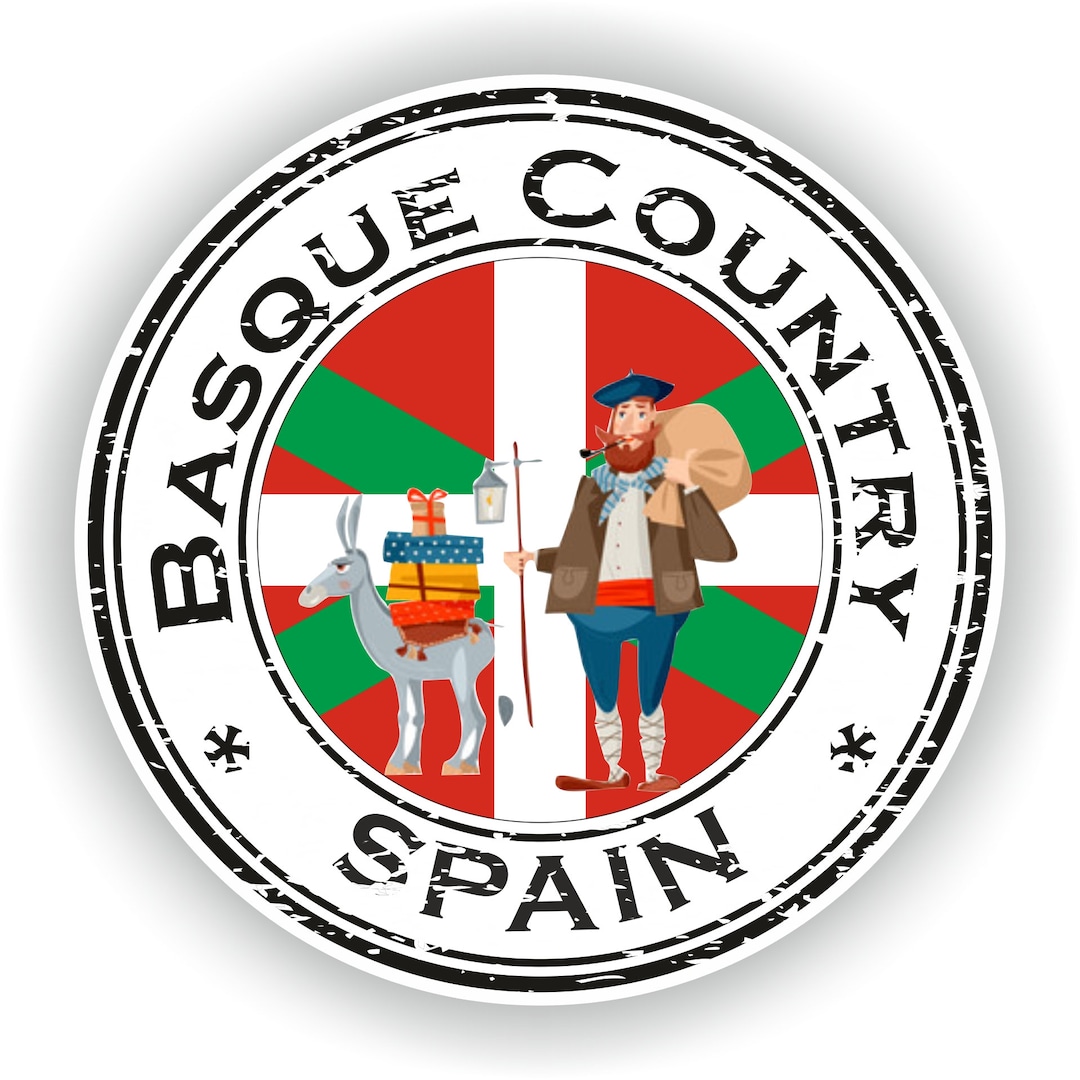 Spain Basque Seal Sticker Round Flag for Laptop Book Fridge Guitar ...