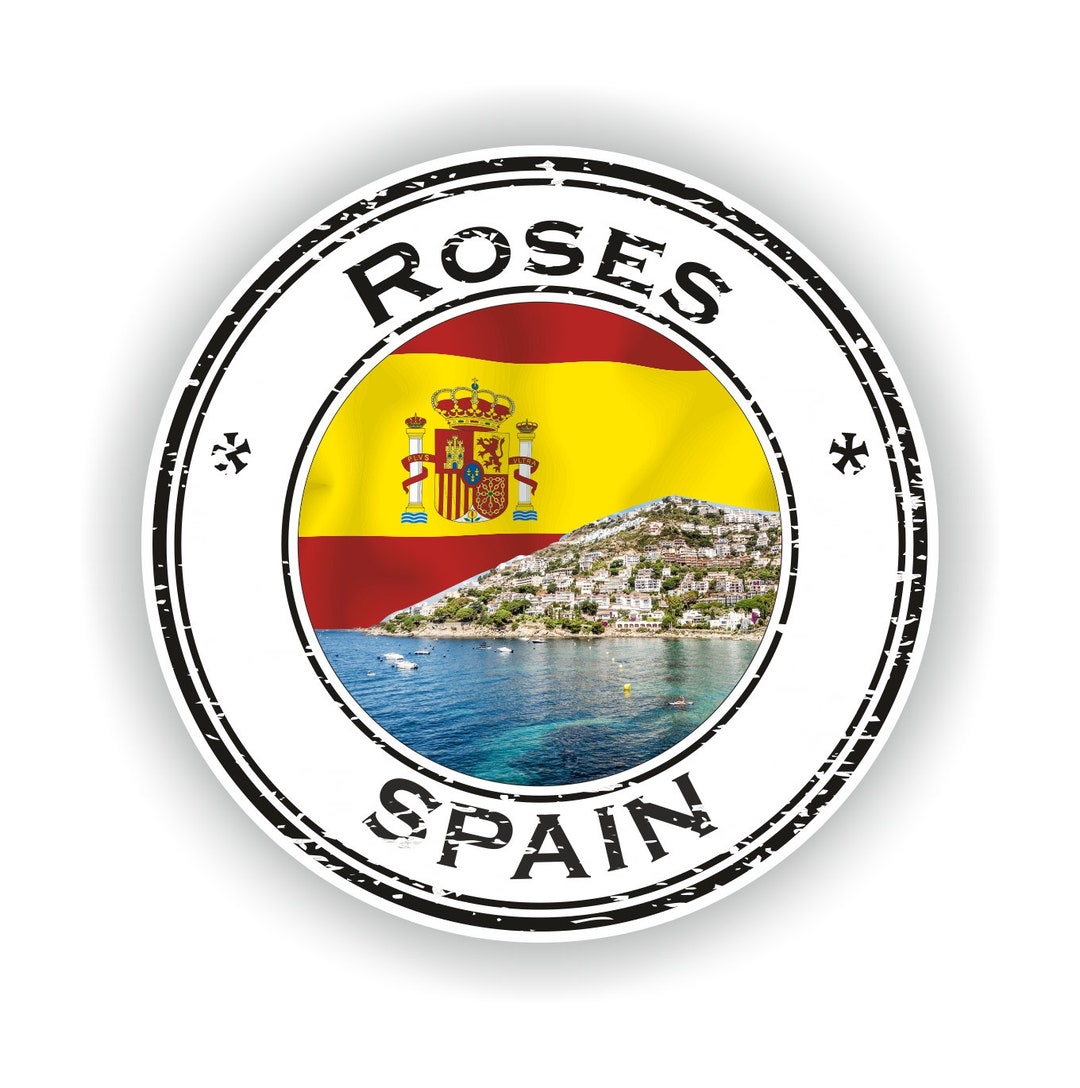 Roses Spain Espana Seal Sticker Round Flag for Laptop Book Fridge ...